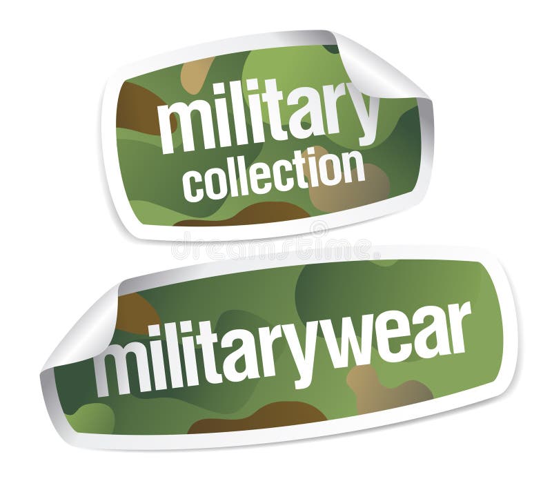 Military Wear Collection Stickers Stock Vector - Illustration of label ...