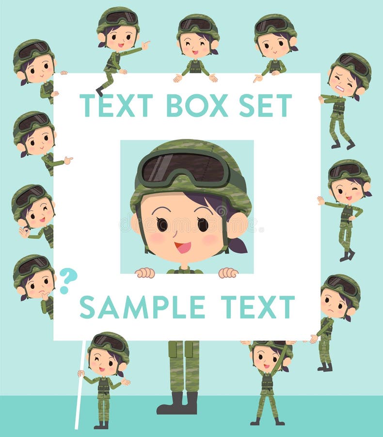 Military Wear Woman Text Box Stock Vector - Illustration of icon, cute ...