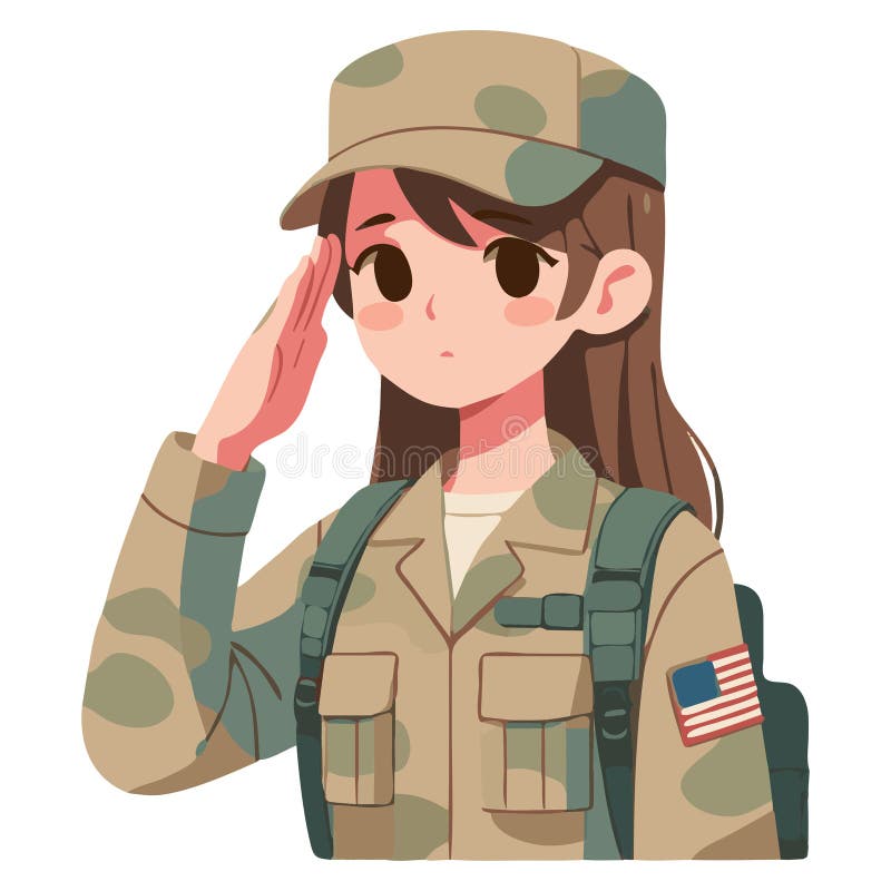Salute To Strength: a Female Soldier Illustration Stock Vector ...