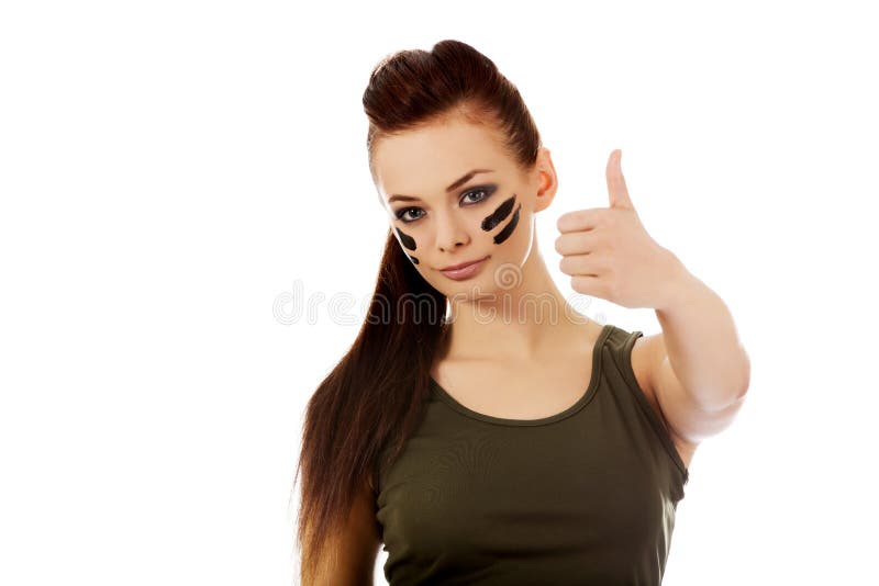 Military Woman Gesturing Ok Sign Stock Photo - Image of lady, concept ...