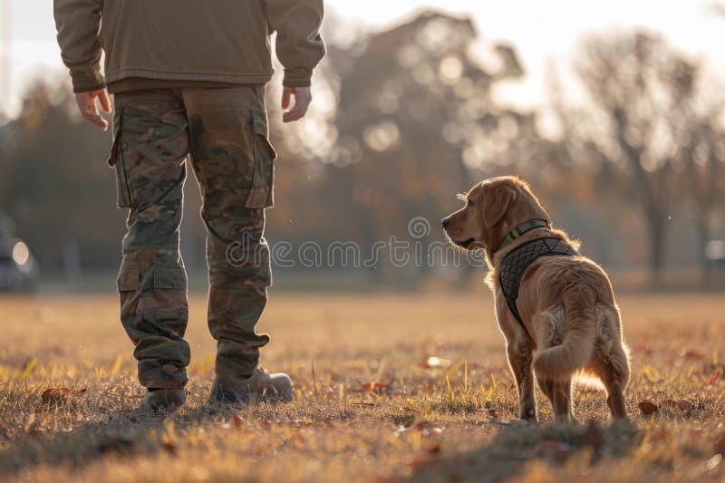 Military Working Dog and Soldier Outdoors Stock Image - Image of ...