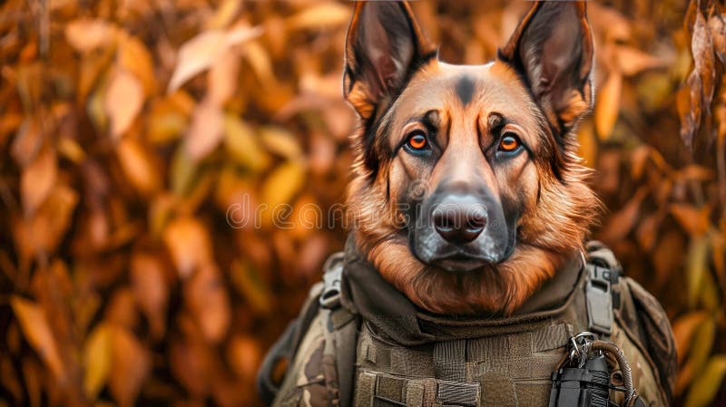 Military Working Dog in Tactical Gear, Intense and Focused, Ready for ...