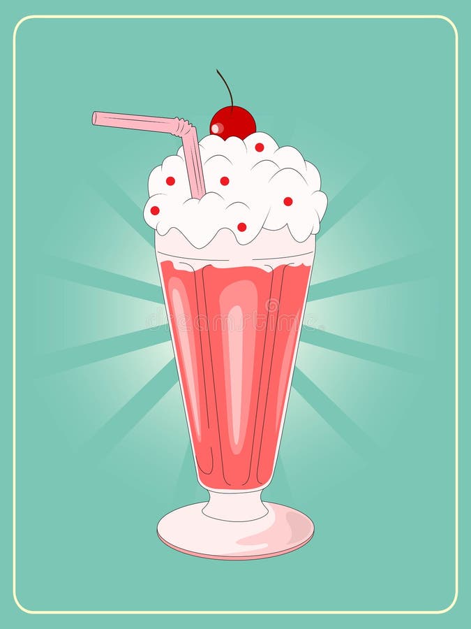 Retro Poster with Milkshake Stock Illustration - Illustration of ...
