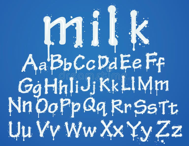 Milk alphabet on the wall stock vector. Illustration of flow - 22820074