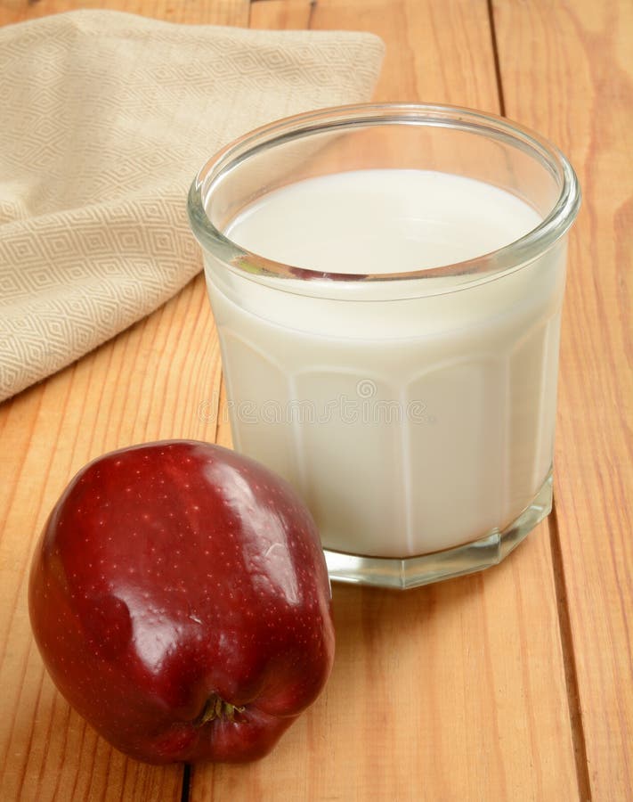 Milk and apple stock photo. Image of snack, glass, fruit - 45854292