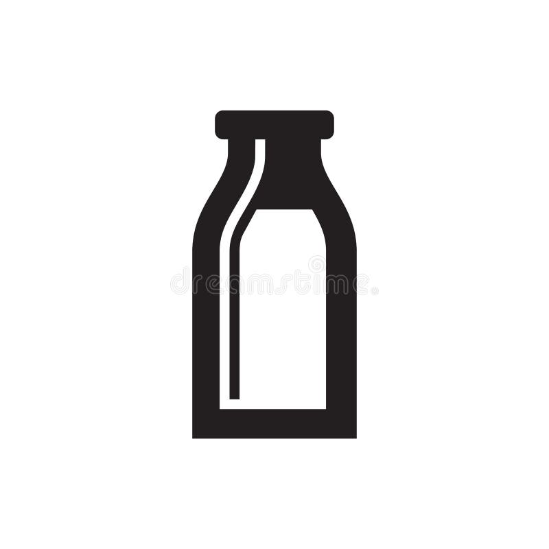 Milk Bottle - Black Icon on White Background Vector Illustration for ...