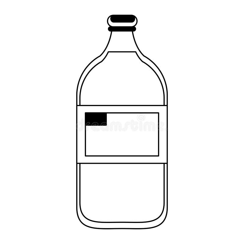 Milk Bottle Dairy Drink in Black and White Stock Vector - Illustration ...