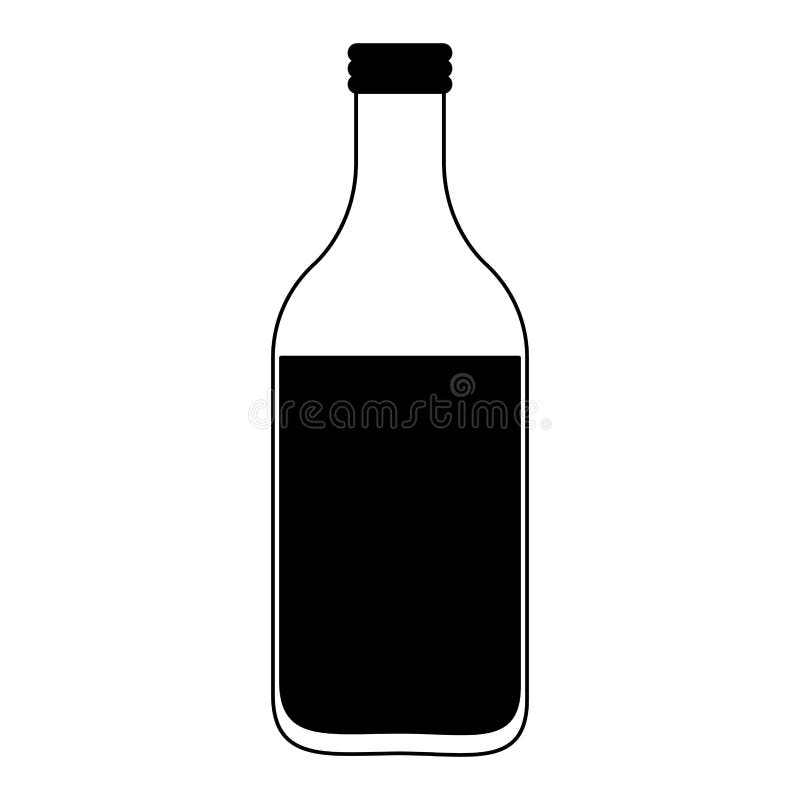 Milk Bottle Isolated in Black and White Stock Vector - Illustration of ...