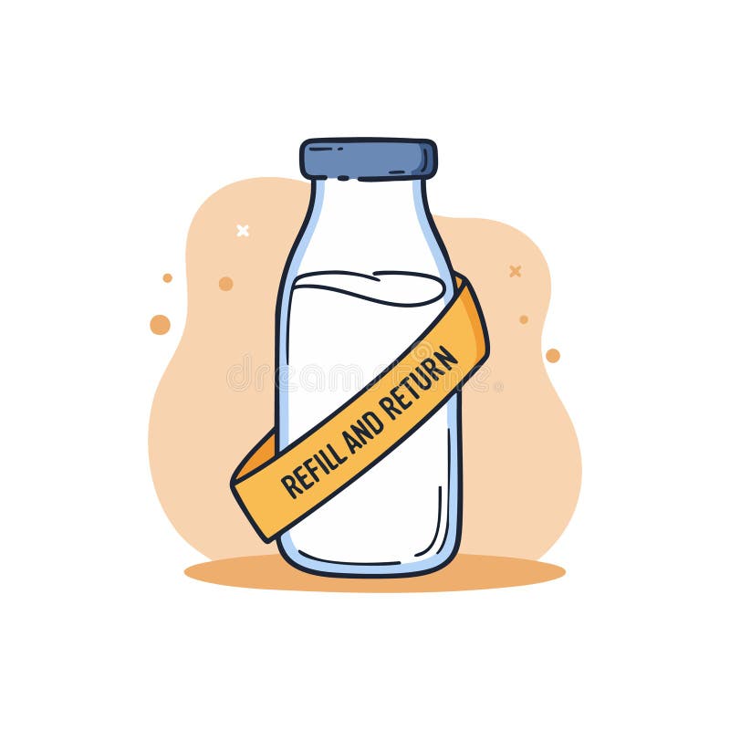 Milk Bottle with Refill and Return Sign Eco Friendly Packaging Vector ...