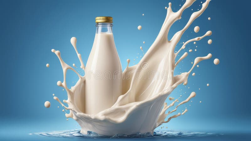 Milk Bottle Splash Art stock illustration. Illustration of refreshing ...