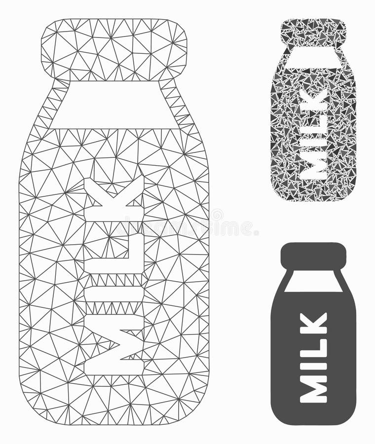 Milk Bottle Vector Mesh 2D Model and Triangle Mosaic Icon Stock Vector ...