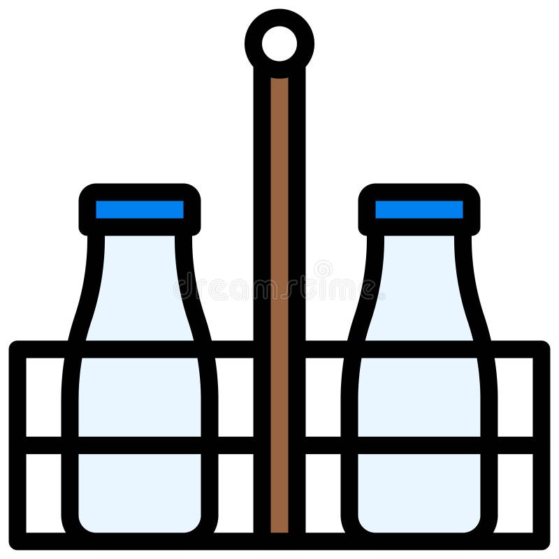 Milk Bottle in Wire Basket Icon, Beverage Filled Vector Stock Vector ...