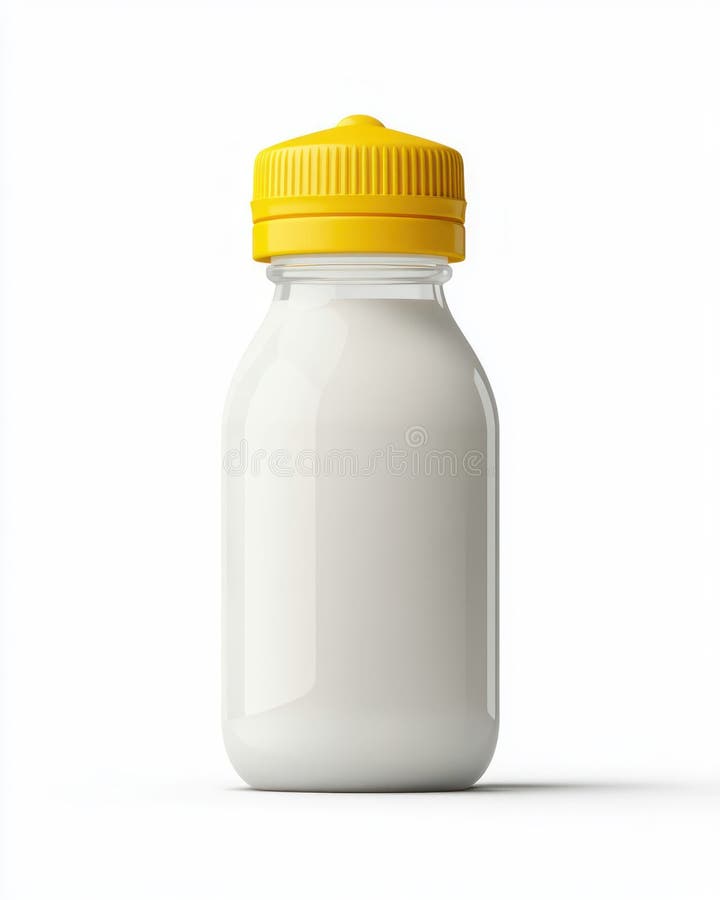 Milk Bottle with Yellow Cap Isolated on White Stock Illustration ...