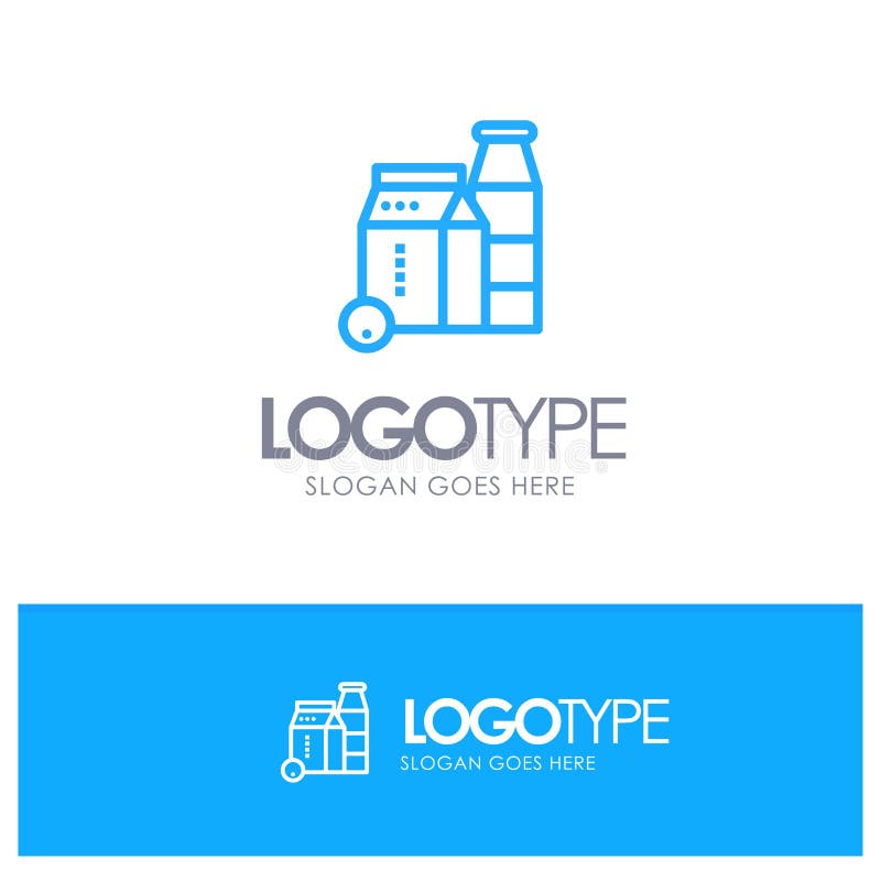 Milk, Box, Bottle, Shopping Blue Logo Line Style Stock Vector ...