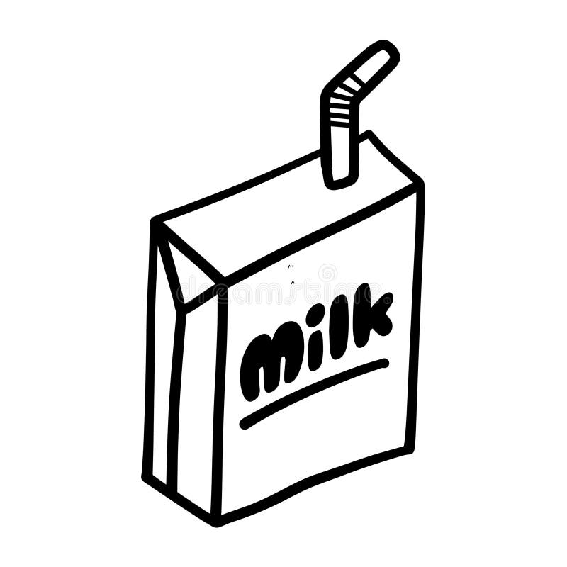 Milk Box Hand Drawn Doodle Illustration Stock Vector - Illustration of ...