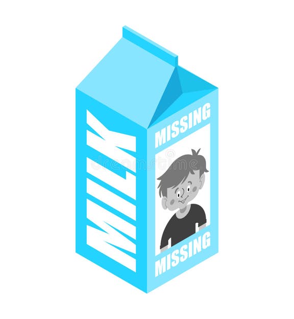 Milk Box Missing Boy. Search for Missing Kid on Milk Packaging Stock ...