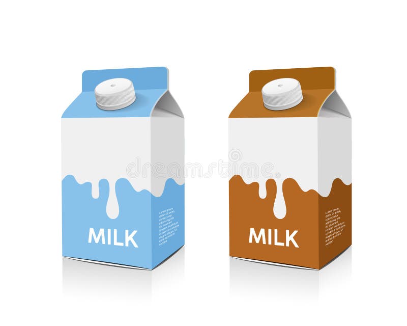 Milk Box Packaging Light Blue and Brown Design Stock Vector ...
