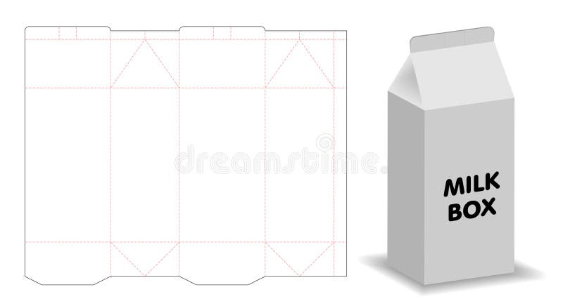 Milk Box Packaging Die Cut Template Stock Vector - Illustration of ...