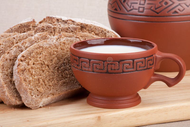 Milk and bread. Breakfast. stock image. Image of kitchen - 14983939