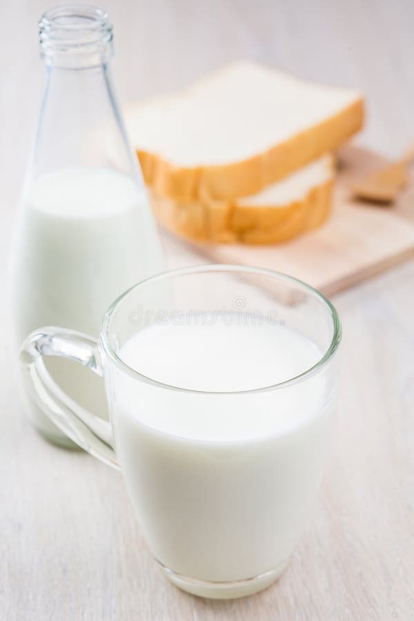 Milk and bread stock photo. Image of eating, food, breakfast - 90811266