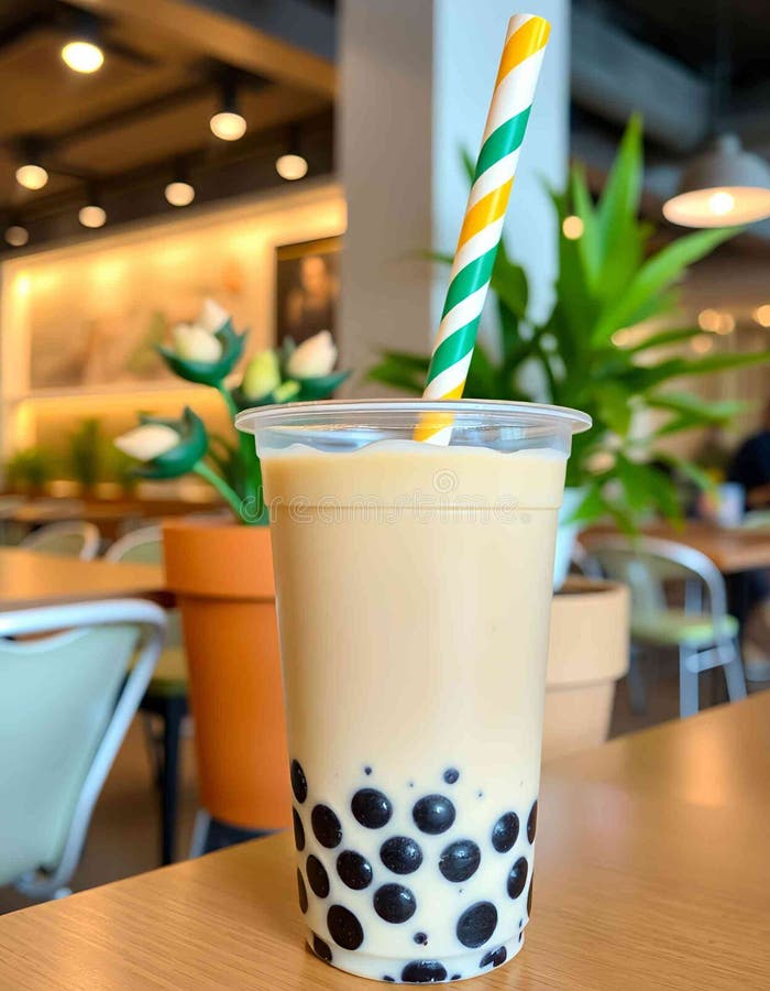 Milk Bubble Tea on the Table Generated with AI Stock Illustration ...