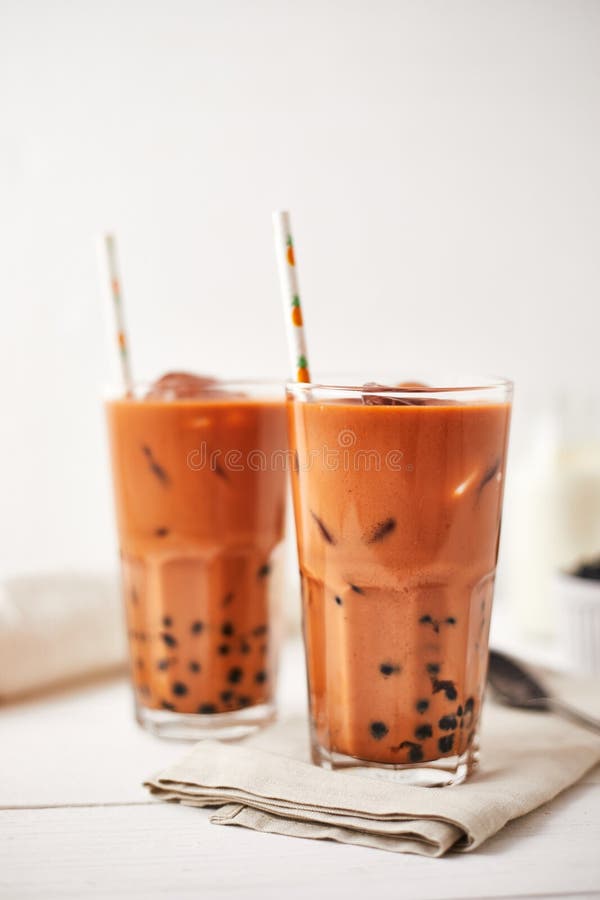 Milk Bubble Tea with Tapioca Pearls Stock Image - Image of pearls ...