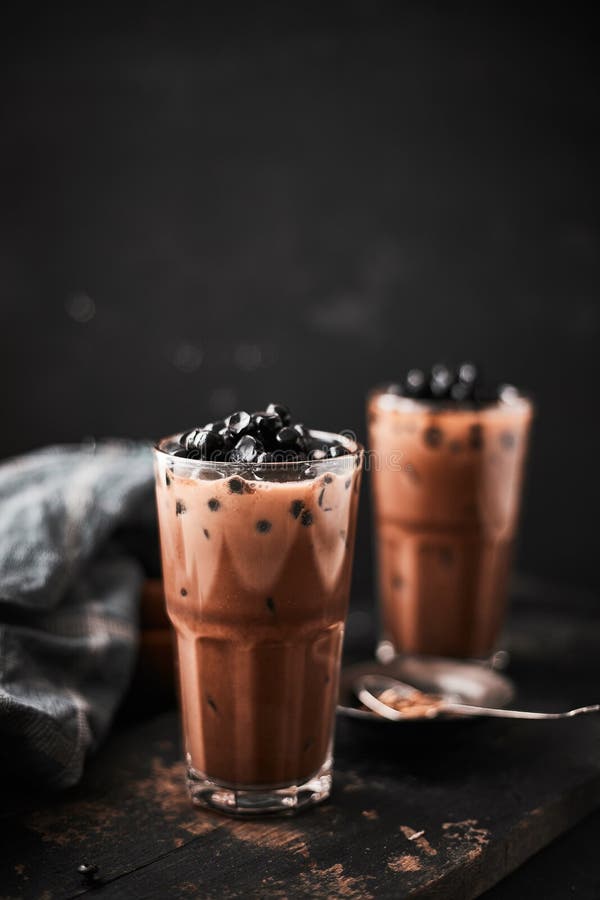 Milk Bubble Tea with Tapioca Pearls Stock Image - Image of milk, balls ...