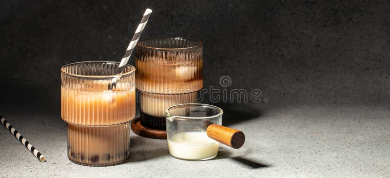 Milk Bubble Tea with Tapioca Pearls. Taiwan Milk Tea. Trendy Drinks ...