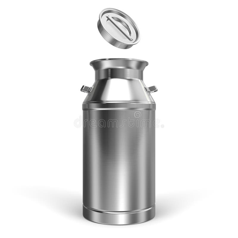 Milk Can with Open Lid Front View Stock Illustration - Illustration of ...