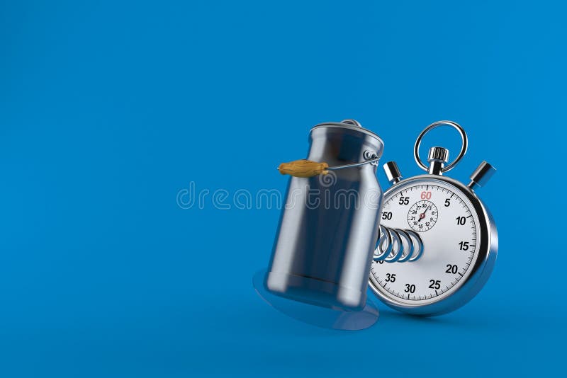 Milk can with stopwatch stock illustration. Illustration of space ...