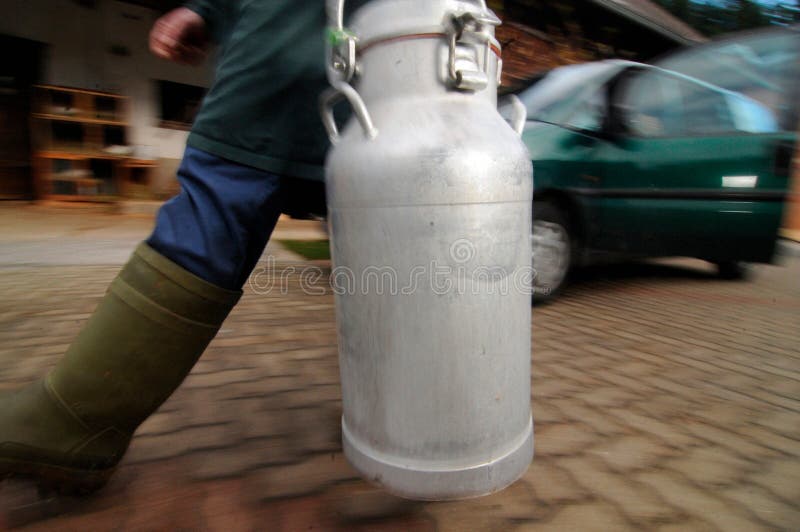 Milk cans on a dairy farm stock image. Image of funds - 209228715