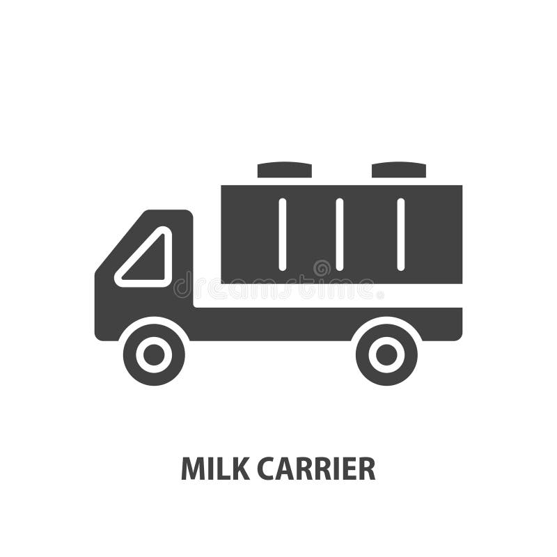 Milk Carrier Glyph Icon. Tanker with Milk Flat Sign Stock Vector ...