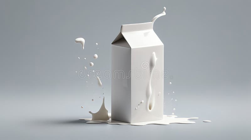 Milk Carton with Splash on Grey Background Stock Illustration ...