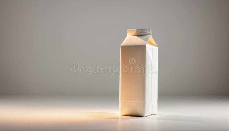 Milk Carton Stands Alone on a Table with Soft Lighting Highlighting Its ...