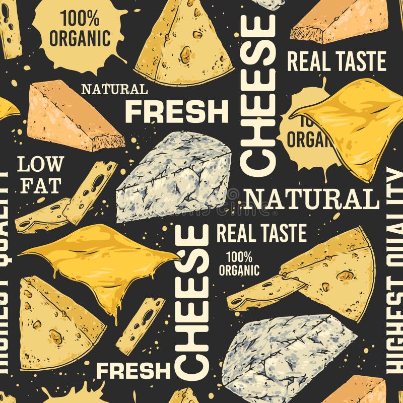 Milk Cheese Pattern Seamless Colorful Stock Vector - Illustration of ...