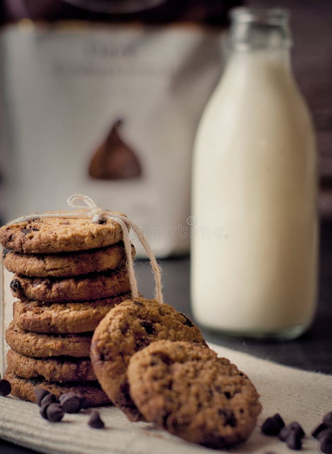 MILK with Choco Chips Cookies.. Stock Photo - Image of cake, chocolate ...
