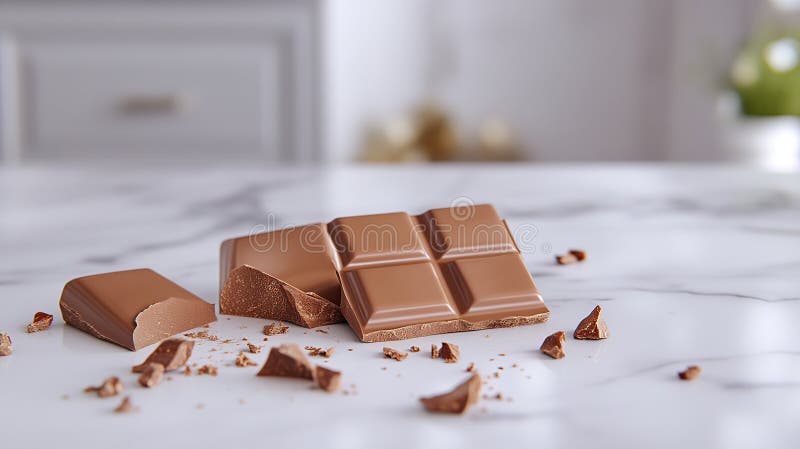Milk Chocolate Bar Broken Pieces Kitchen Counter Stock Photos - Free ...