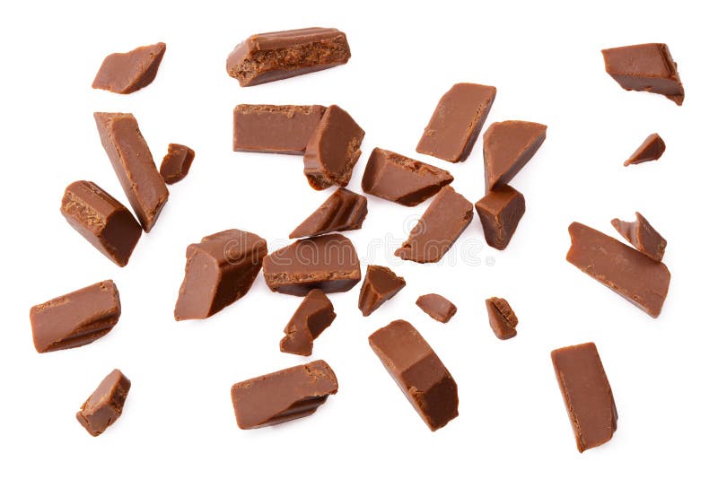 Milk Chocolate Broken into Pieces Isolated on a White Background. Top ...