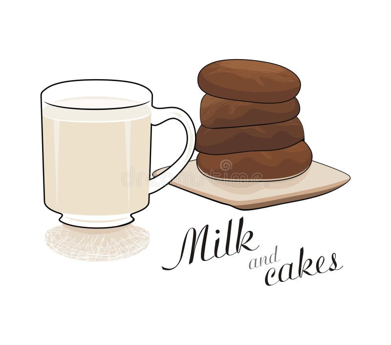 Milk and Chocolate Cakes - Vector Drawing Stock Vector - Illustration ...