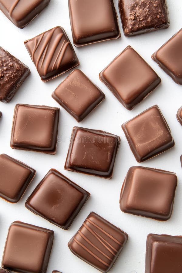 Milk Chocolate Candy Squares, Close Up View Assorted Chocolate ...