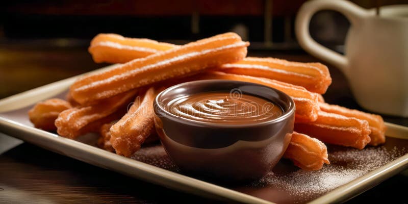 Milk Chocolate and Churros, for Breakfast. Stock Illustration ...
