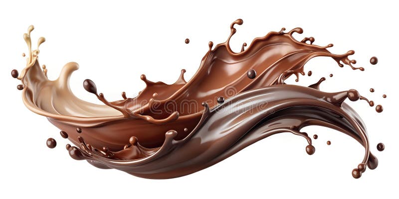 Waves of Different Types of Melted Chocolate Splatters Isolated on ...