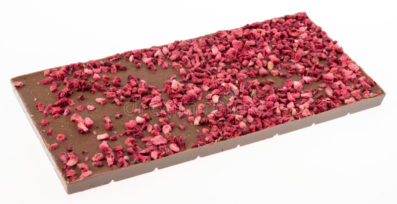 Milk Chocolate with Dried Small Raspberry Pieces Stock Photo - Image of ...