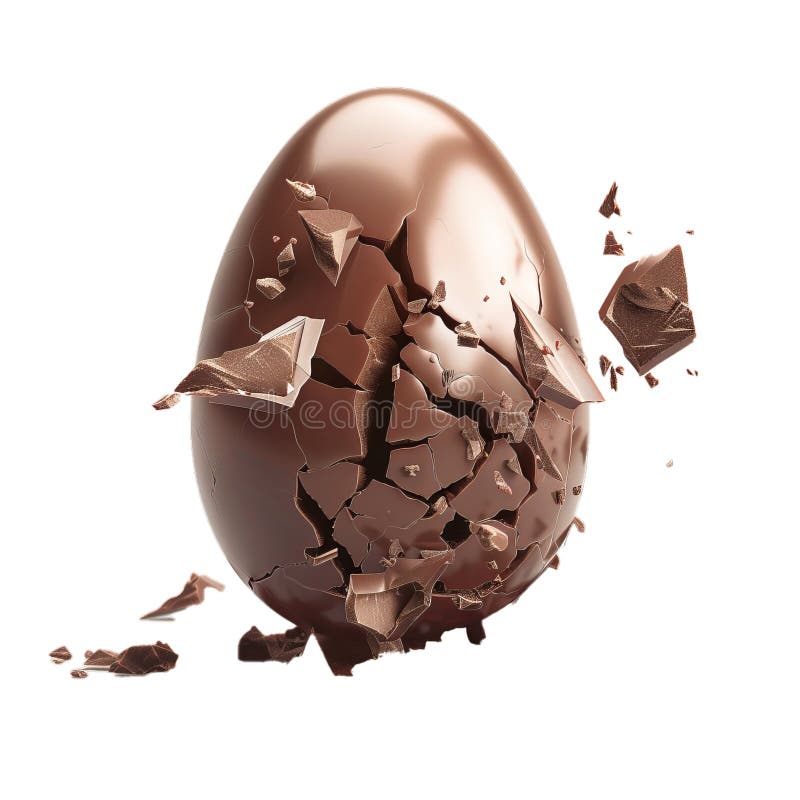 Chocolate Easter Egg Exploding on White Background Stock Image - Image ...