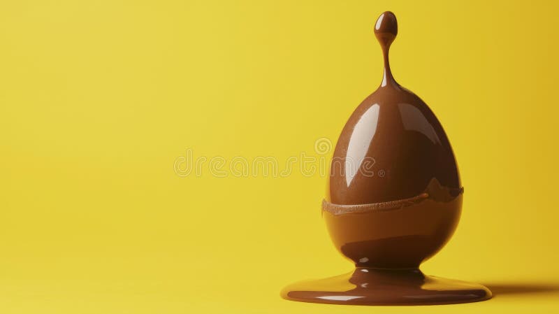 Milk Chocolate Easter Egg is Melting on a Vibrant Yellow Background ...