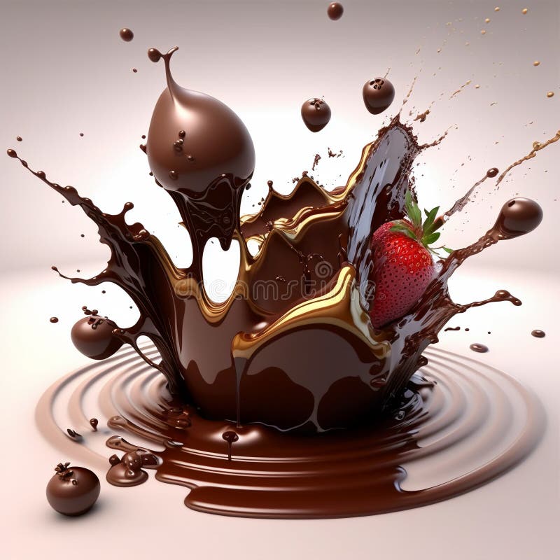 Milk Chocolate Explosion with Drops and Berries Banner Concept Stock ...