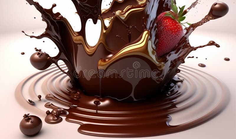 Milk Chocolate Explosion with Drops and Berries Stock Illustration ...