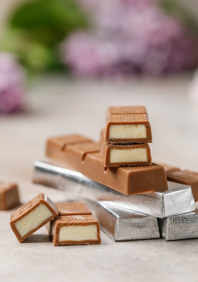 Milk Chocolate with Milk Filling on White Background. Stack of Milk ...