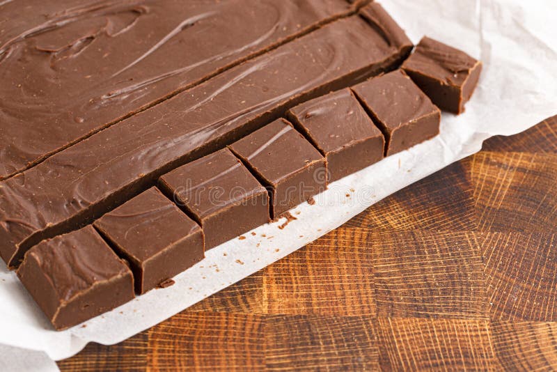 Milk Chocolate Fudge in 1 Inch Cubes Stock Image - Image of countertop ...