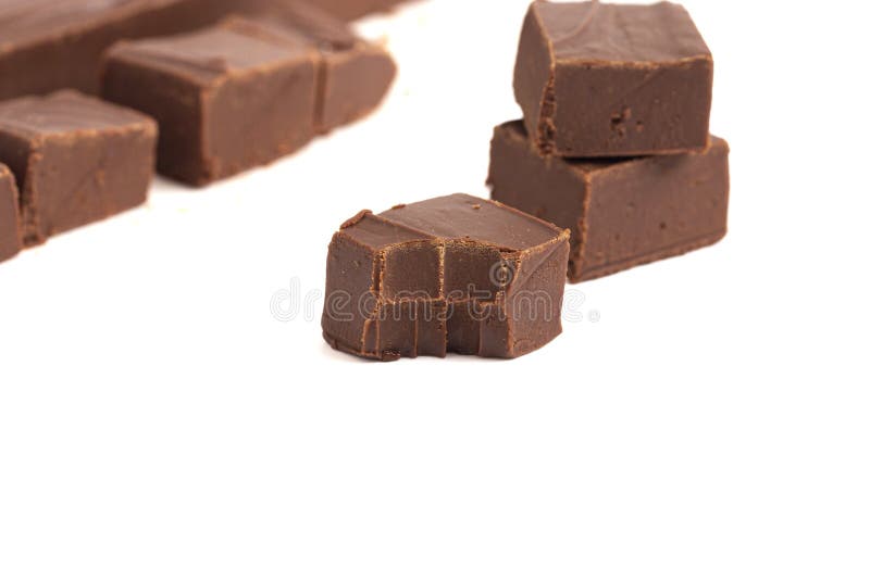 Milk Chocolate Fudge in 1 Inch Cubes Stock Photo - Image of product ...
